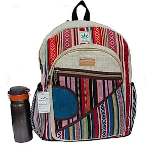 Himalayan Fashion Rainbow Multicolor Large Pocket Hemp American Native Design Backpack