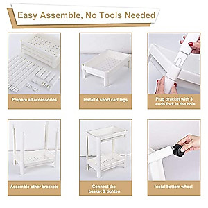 Flowmist 3 Tier Slim Storage Cart Rolling Laundry Cart Bathroom Shelves Organizer, with Wheels for Bathroom Laundry Pantry Kitchen Narrow Places