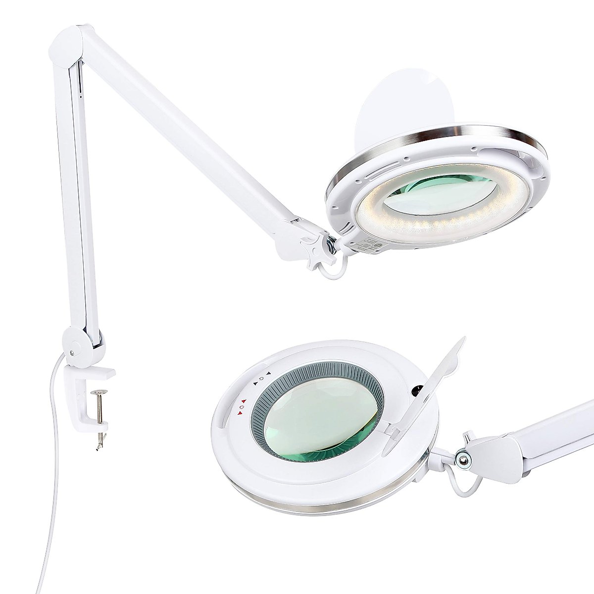 Brightech LightView Pro Magnifying Desk Lamp, 2.25x Light Magnifier with Clamp, Adjustable Magnifying Glass with Light for Crafts, Reading, Close Work - White