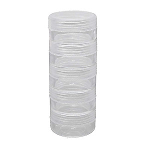 NUEAYMS 1 Set 5 Layer Cylinder Stackable Bead Containers Plastic Round Clear Storage Jar Box for Beads Buttons Crafts Small Item Jewelry Stand