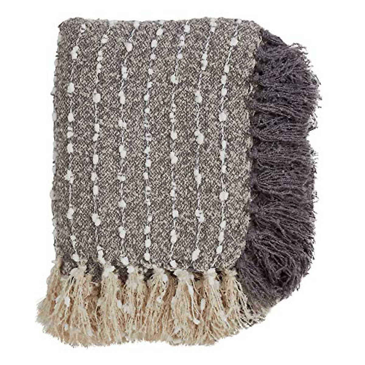 SARO LIFESTYLE Petite Pom Pom Design Tassel Trim Throw