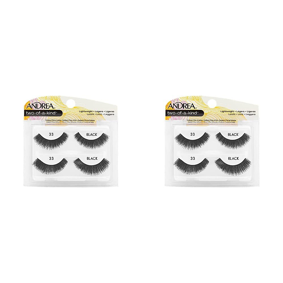 Andrea False Eyelashes Strip Lash Twin Packs, Two of a Kind 33 (Pack of 2)