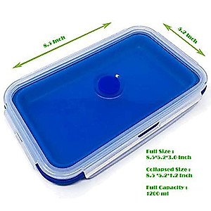Set of 4 Collapsible Silicone Food Storage Container, Leftover Meal box For Kitchen, Bento Lunch Boxes, BPA Free, Microwave, Dishwasher and Freezer Safe. Foldable Design Saves Your Space.