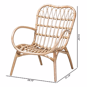 Baxton Studio Bajo Modern Bohemian Natural Brown Rattan Arm Chair