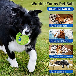 PAEYOOR Giggle Ball for Dogs,Interactive Dog Toys Wobble Wag Wiggly Giggly Active Rolling Ball Funny Sounds,Durable Safe Dog Toy Balls Birthday Gift for Large Medium Dogs,Green,5.5inch