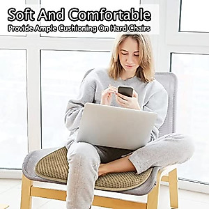 PAGGED Khaki Foam Seat Cushions Kitchen Chairs Pads for Dining Chairs 6 Pack Non Slip Patio Seat Cushions Washable U Shaped Soft Thick Large Metal Wooden Chair Cushions,17" x 15"