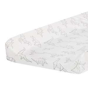 Andi Mae Changing Pad Cover - Grey Dinosaurs -100% Jersey Cotton - Fits Standard Changing Pads