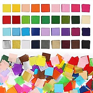 5400 Pcs 1 Inch Tissue Paper Squares, 36 Assorted Colored Tissue Paper for Crafts, Art Rainbow Tissue Paper Bulk for Art Projects, Collage, Suncatchers, Scrapbooking - Non Bleeding