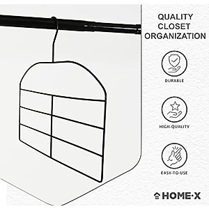 HOME-X Set of 2 Space-Saving Legging Hangers for Closet, Iron Organizer Hangers, Hang 6 Leggings, Yoga and Stretch Pants on One,15 ¼” L x 12 ¾” W, Black