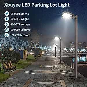 Xbuyee (2 Pack) 240W LED Parking Lot Light with Dusk to Dawn Photocell, Outdoor Commercial LED Shoebox Lights with Arm Mount, Dimmable 130LM/W 5000K 100-277V IP65, Wattage Tunable 240W/200W/150W, ETL