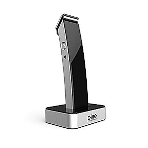 Pure Enrichment TRYM Lithium Rechargeable Beard Trimmer - 11-Piece Grooming Kit with Cordless Use, Charging Dock, 4 Trim Attachments, Cleaning Brush, Clipper Oil, and Drawstring Travel Bag (Black)