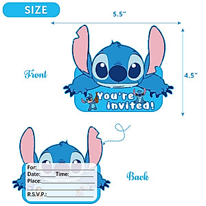 GOGOPARTY 20 Pcs Blue Invitation Cards, Birthday Party Invitation Cards With Sticker Labels, 20 Envelope Birthday Invitations for Kids Birthday Party Supplies