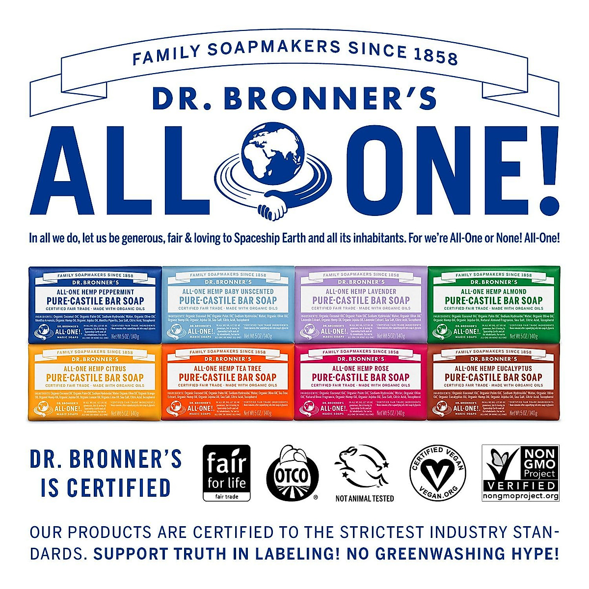 Dr. Bronner's - Pure-Castile Bar Soap (Citrus, 5 ounce) - Made with Organic Oils, For Face, Body and Hair, Gentle and Moisturizing, Biodegradable, Vegan, Cruelty-free, Non-GMO