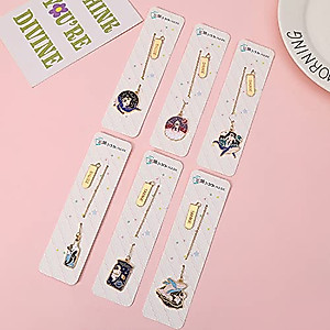 6 Pcs The Wandering Earth Series Metal Bookmark with Enamel Charms, Brass Alloy Bookmarks with Pendant, Cartoon Astronaut and Whale Theme Book Markers Christmas Gift for Girls Kids Lovers Readers