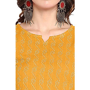 Janasya Indian Women's Yellow Pure Cotton Kurta(JNE3568-KR-A-XXL)