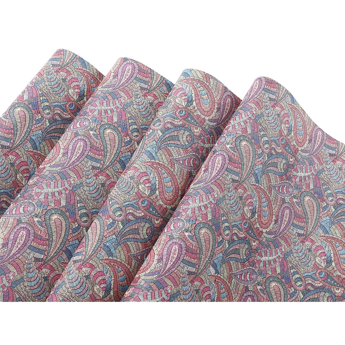 Picheng Paisley Flower Faux Leather Sheets: Paisley Cashew Flower Faux Leather Rolls 13.8"X53"(35cmX135cm) PU Solid Faux Leather Sheet for Making Crafts, Sewing DIY Projects (Paisley Flower-C)