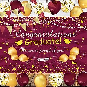 Graduation Party Decorations Maroon Gold 2023/Burgundy Balloons/Graduation Party Supplies Maroon Graduation Party FSU Graduation Backdrop/Class of 2023 Graduation Decorations Burgundy Gold