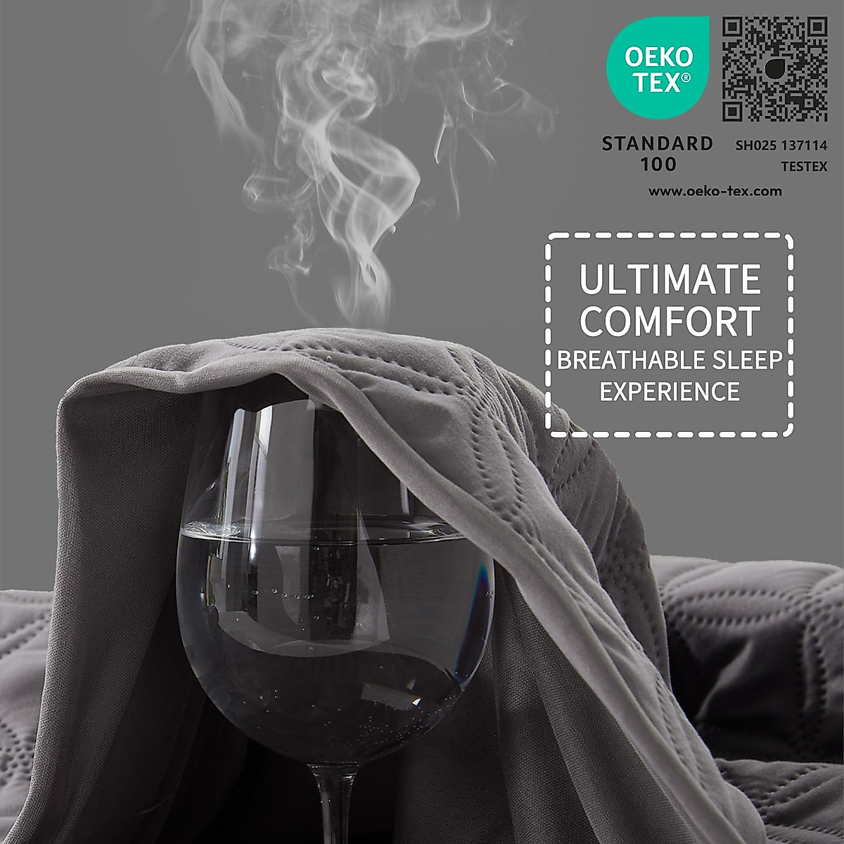 BEDLORE Waterproof Mattress Protector, Noiseless Queen Size Mattress Pad with Deep Pocket Fitted Up to 6"-18", Soft & Breathable Dirt-proof Bed Mattress Cover Washable Bedroom, Hotel (Gray)