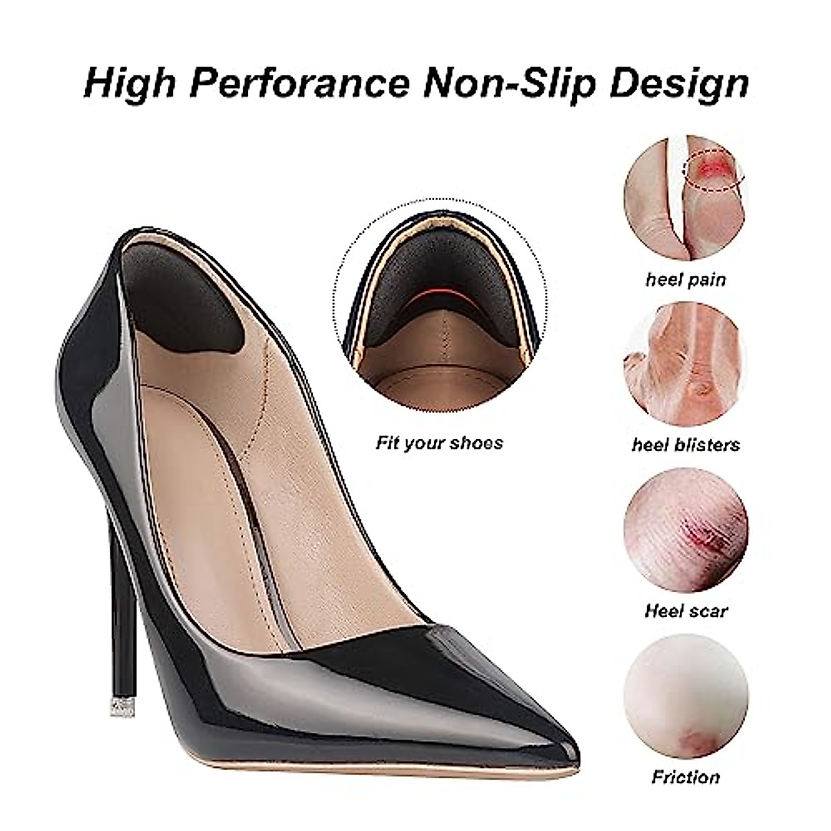 Heel Pads for Shoes That are Too Big - 4 Pairs Foamed Cotton Heel Cushions for Pain Relief & Tighter Fit - Heel Grips for Men Women's Shoes (Pale Apricot)