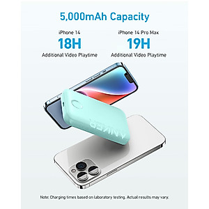 Anker 321 MagGo Battery (PowerCore Magnetic 5K), 5,000mAh Magnetic Wireless Portable Charger, Compatible with iPhone 15/15 Plus/15 Pro/15 Pro Max, iPhone 14/13/12 Series (Green)