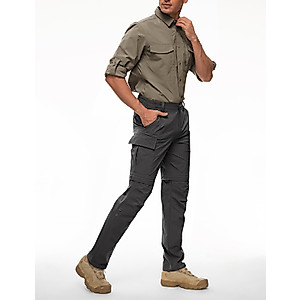 Wespornow Men's-Convertible-Hiking-Pants Quick Dry Lightweight Zip Off Breathable Cargo Pants for Outdoor, Fishing, Safari (Grey, Large)