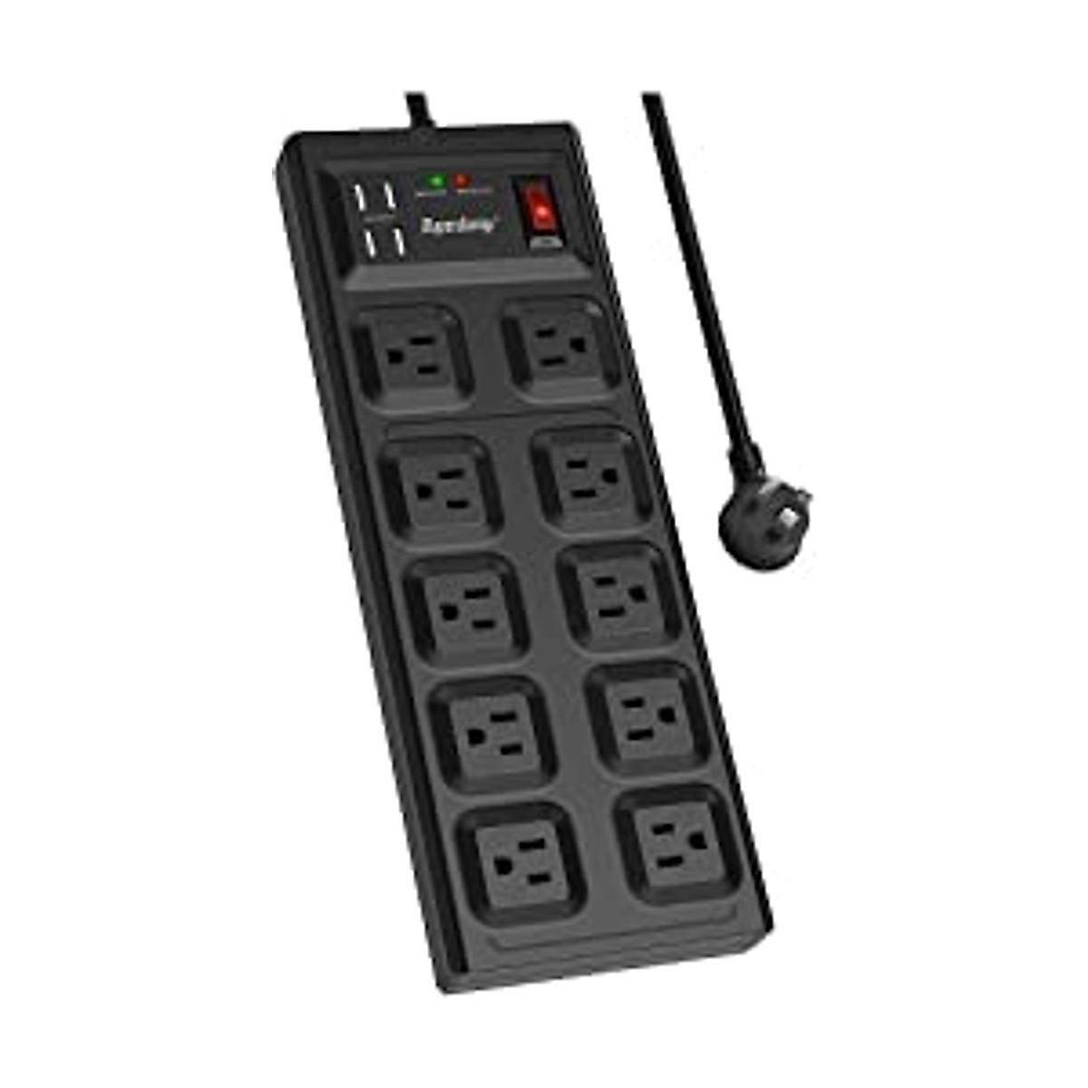 Power Strip Surge Protector, SUPERDANNY 10 Wide Outlets with 4 USB Charging Ports,1875W/15A, Flat Plug,2800 Joules Surge Protection with 5 Ft Extension Cord for Home,Office, Black
