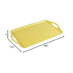Reston Lloyd Calypso Basics Melamine Serving/Ottoman Handles, Rectangular Tray, Lemon