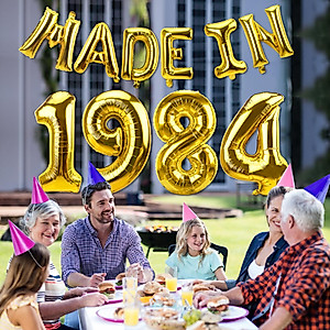 Zirtorei 40th Birthday Balloon Banner Decorations for Men Women, Gold Made in 1984 Balloon Happy 40 Birthday Sign Party Supplies, Forty Year Old Birthday Photo Props Background Decor