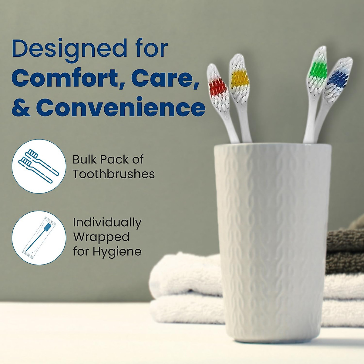 Variety Savings 200 Toothbrushes Bulk Wholesale Quantity Standard Size, Dental Care Toiletries, Medium Soft Bristles, Individually Wrapped, Homeless Care, Disposable Use, Hotels, Travel