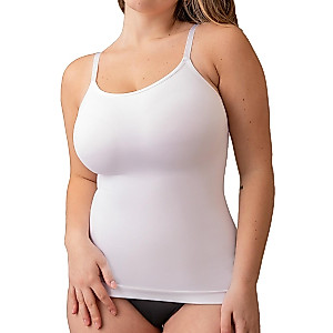SHAPERMINT Womens Tops - High Compression Scoop Neck Cami - Tank Top for Women, Camisole for Women White