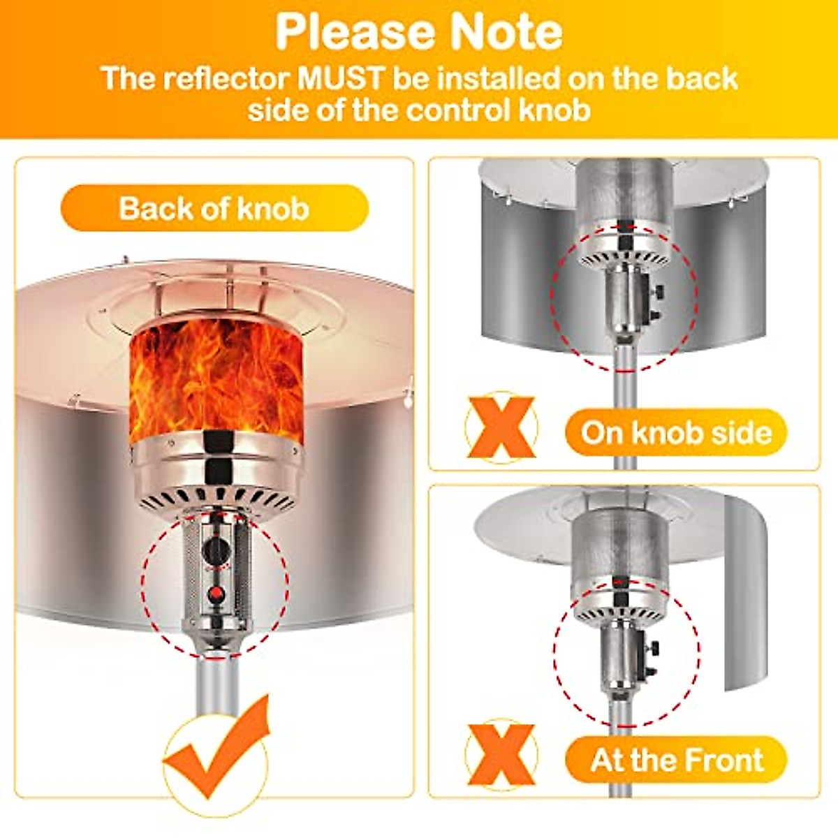 Hykolity 50,000 BTU Propane Patio Heater with Reflector, Stainless Steel Burner, Triple Protection System, Wheels, Outdoor Heaters for Patio, Garden, Commercial and Residential, Silver