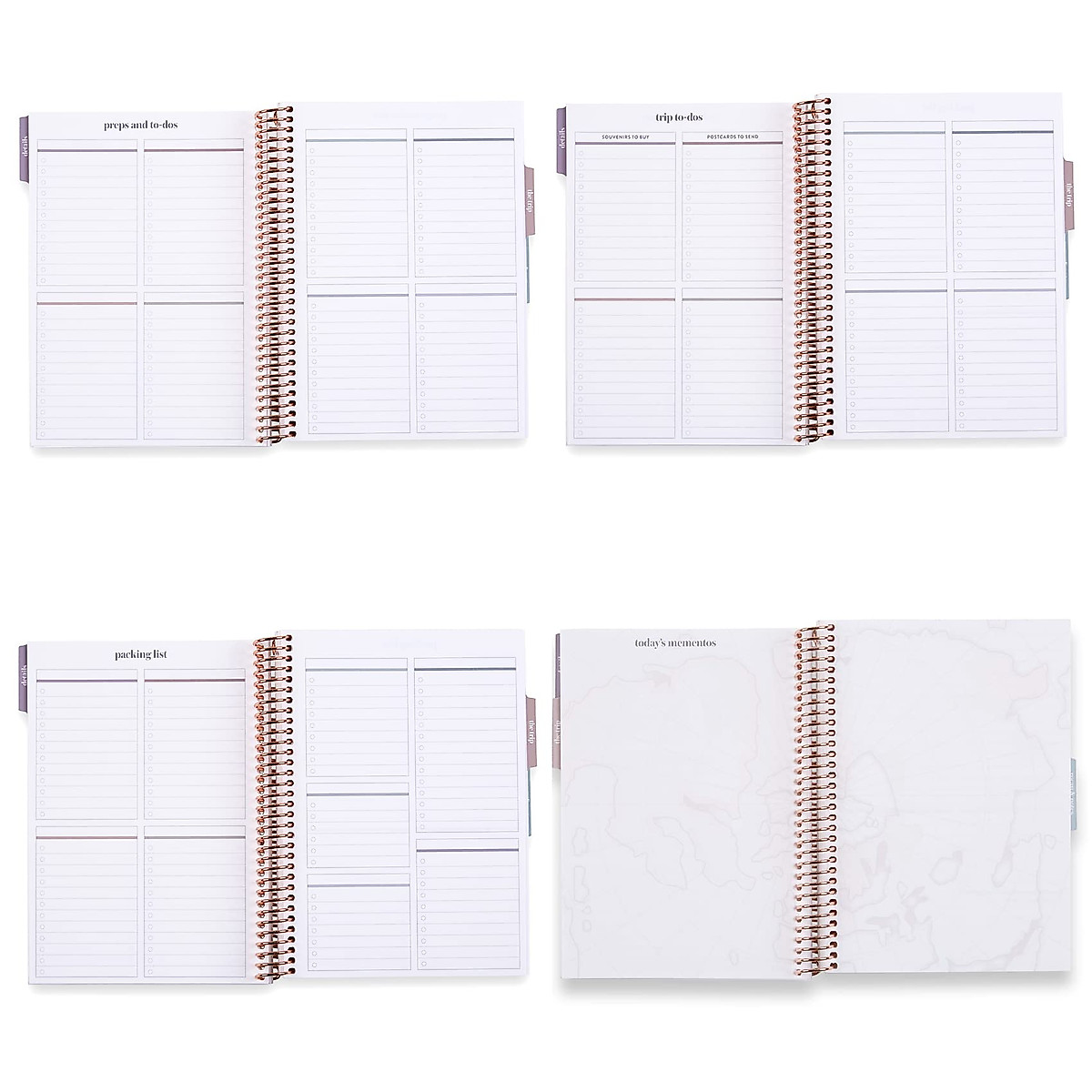 A5 Spiral Bound Travel Journal/Vacation Planner. Track 14 Days of Travel. 3 Tabbed Sections. 160 Pages of Thick 80 lb. Mohawk Paper. Sticker Sheet Included by Erin Condren.