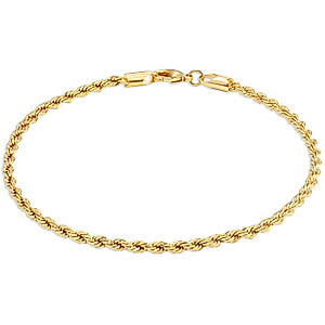 Barzel 18K Gold Plated Braided Rope Anklet for Women, 10 Inches - Made In Brazil