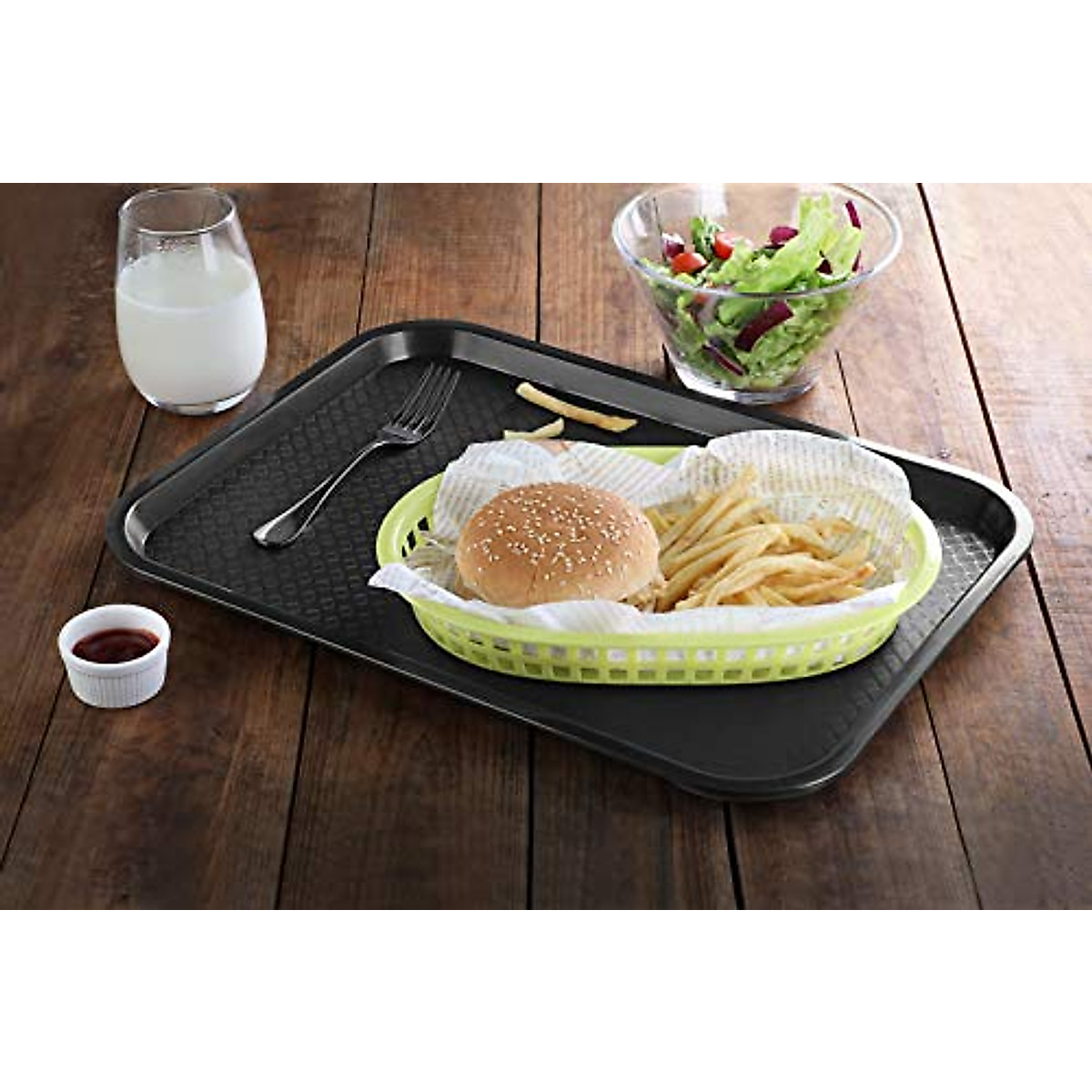 New Star Foodservice 24333 Fast Food Tray, 10.5 x 13.5, Black, Set of 12