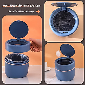 YISTOS Mini Trash Can with Lid, Black, Press-Top, Polypropylene, Desktop, Office, Vanity, Coffee Table