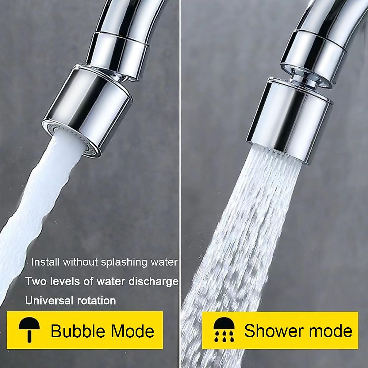 2 Pcs Faucet Aerator, Swivel Kitchen Sink Faucet Aerator, 50° Angle Twist, Dual-function 2-Flow Sprayer Faucet Head, Sink Attachement, Faucet Replacement Part 55/64'' Female Thread, Chrome