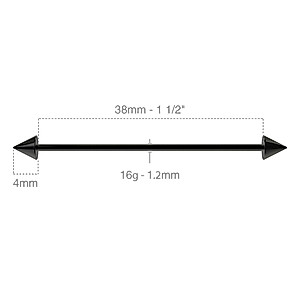 4pc Industrial Barbells 16g 38mm 1 1/2 Surgical Steel Straight Ear Bar Piercing Jewelry Spikes Pack