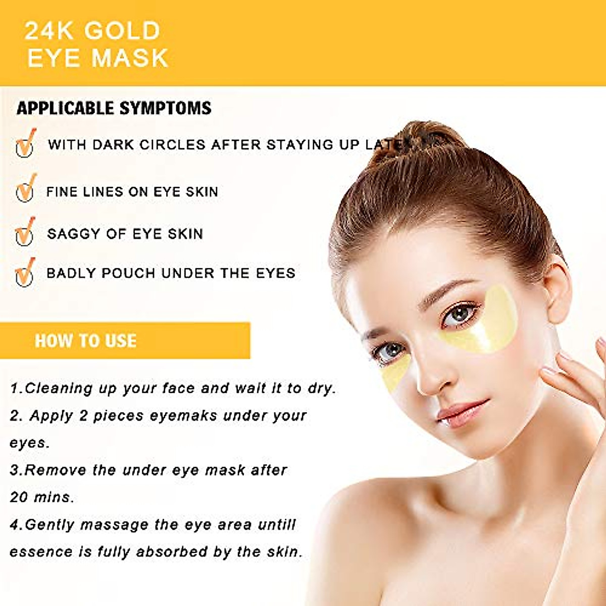 TEME 24k Gold Under Eye Patches - 30 Pcs Eye Mask Pure Gold Anti-Aging Collagen Hyaluronic Acid Under Eye Mask for Removing Dark Circles, Puffiness & Wrinkles Refresh Your Skin