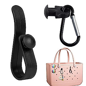 Bogg Bag Carabiner Keys Holder，Hooks Accessories for Bogg Bags，Insert charm Clip Cutie Cup Holder connector key Carabiner for Bogg Beach Bag，Secure & Organize Items in Bogg Bag (Hook+Carabiner, Black)
