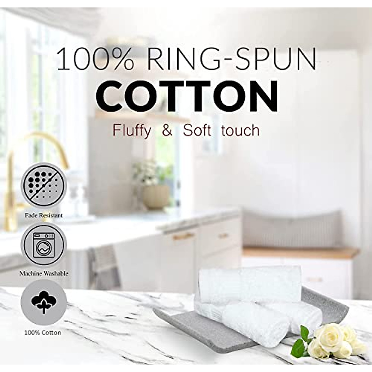 GOLD TEXTILES Premium White Washcloths Set - 12 Pack | 13x13 inches - Ultra Soft, Highly Absorbent Face Towels- Cotton Wash Cloths for Your Body