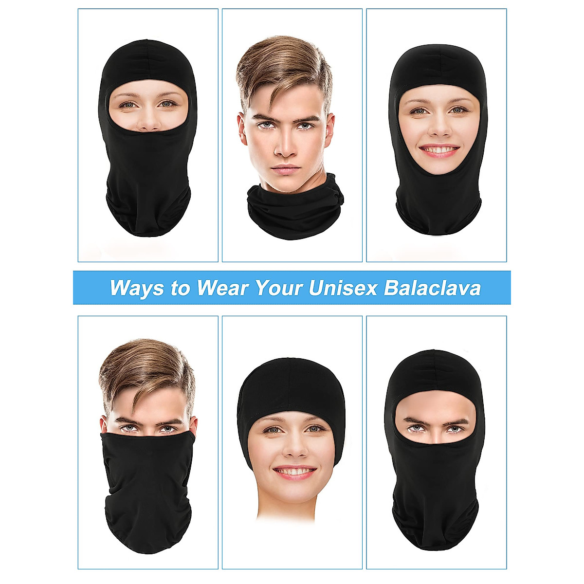 12 Pieces Sun Protection Balaclava Full Face Cover Sun UV Protection Face Protective Cover for Outdoor Sports (Black,Classic Style)