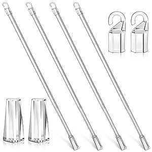 Housoutil Venetian Blinds 8PCS Vertical Blinds Replacement Parts, 24inch Blind Rod with Hook and Grip, Vertical Blind Wand Clear Plastic Blind Opener for Vertical & Wood & Cordless Blinds White Blinds