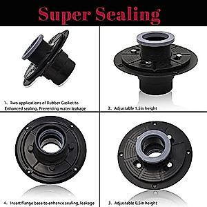 Fibetter 6 Inch Tile Insert Square Shower Drain with Flange Base, 2 in 1 SUS 304 Stainless Steel Shower Drain - Matte Black