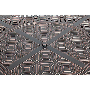 Fire Sense 62262 Dynasty Art Deco Aluminum Convertible Gas Fire Pit Table 55,000 BTU Multi-Functional Outdoor with Fire Bowl Lid, Nylon Weather Cover & Clear Fire Glass - Bronze Finish - Round - 44"