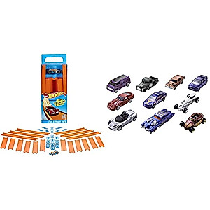 Hot Wheels Track Builder Straight Track with Car [Styles May Vary] & 10-Pack (Styles May Vary) [Amazon Exclusive]