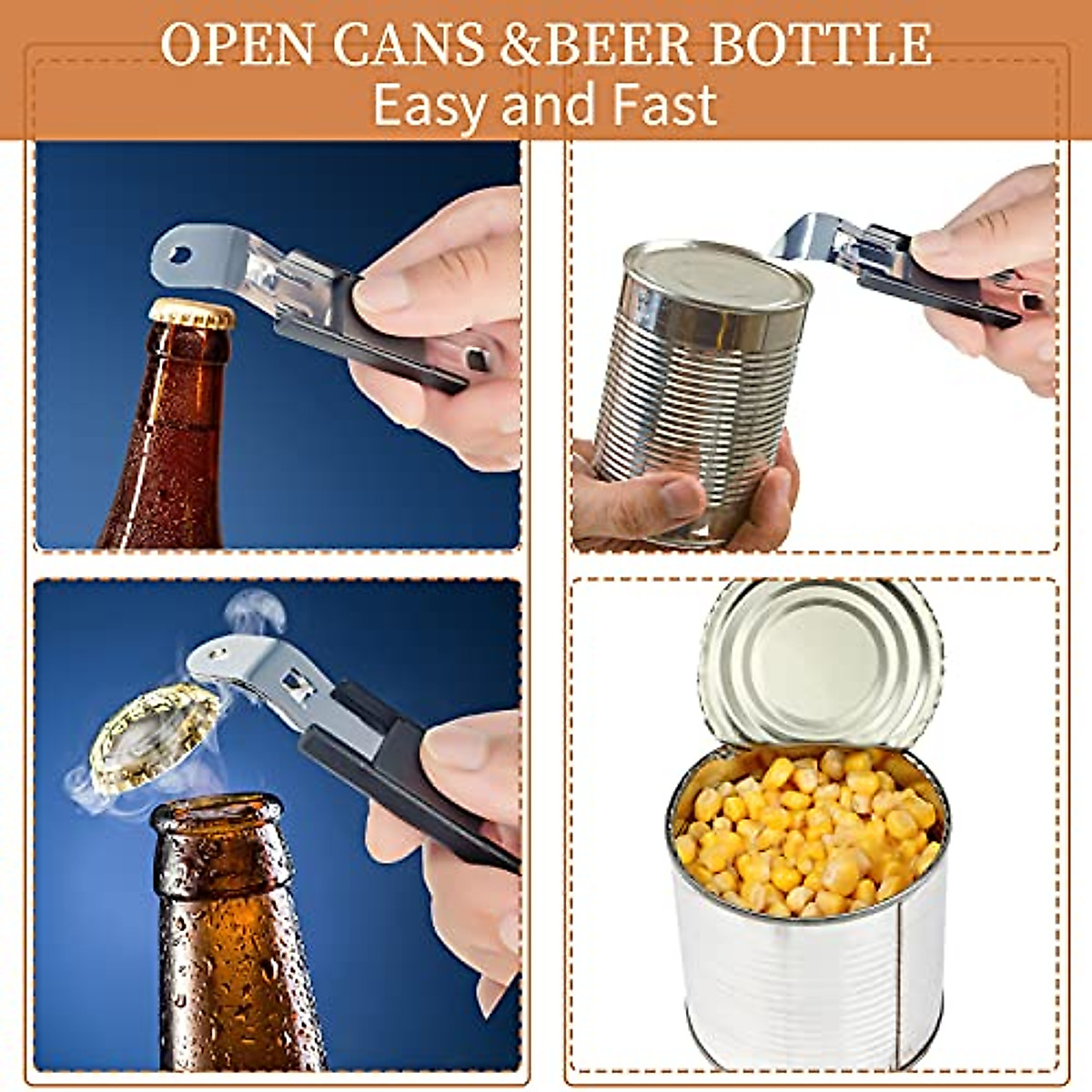 Hand Held Bottle Opener With Magnet,Magnetic Bottle Openers,Stainless Steel Flat Bottle Opener For Refrigerator,Portable Can Opener,Can Tapper,Unique Beer Bottle Opener for Kitchen,Home,Bar(2)
