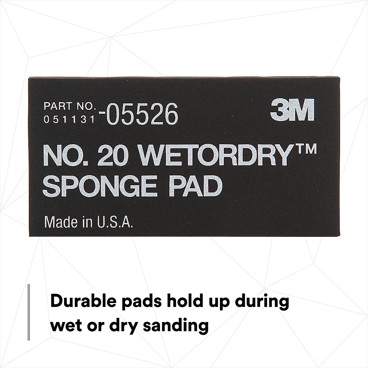 3M Wetordry Sponge Pad 20, 05526, 5 1/2 x 2-3/4 in x 3/8 in , Black