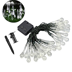 Ueohitsct Solar Powered 30LED Raindrop String Lights with 8 Lighting Modes Home Garden Party Light Decor