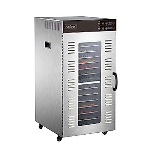 NutriChef Commercial Electric Food Dehydrator Machine | 20 Shelf Extra Large Capacity - Stainless Steel Trays | 2000-Watts, Digital Timer & Temperature Control | 18.11'' x 15.75'' x 31.89'' IN