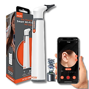 MOBI Connect Wi-Fi Otoscope for Ears, Nose & Throat - 1080P HD Lens, Multi-Axis Gyroscope, 6 LED Lights, 90+ Min Use, 3 Ear Speculum, Suitable for Adults & Children